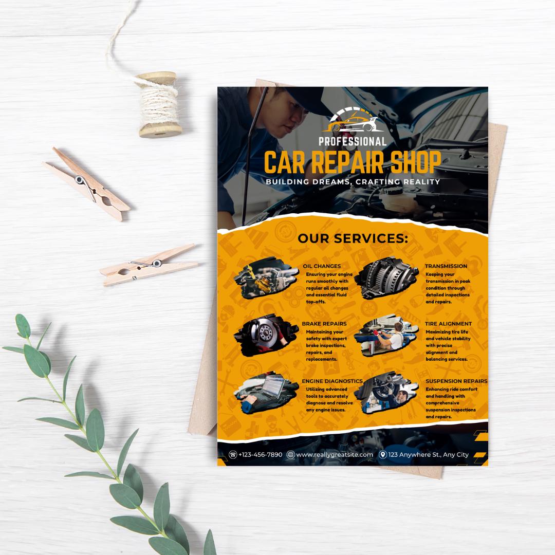 Automobile Service Flyer, Printable Car Repair Marketing Template ...