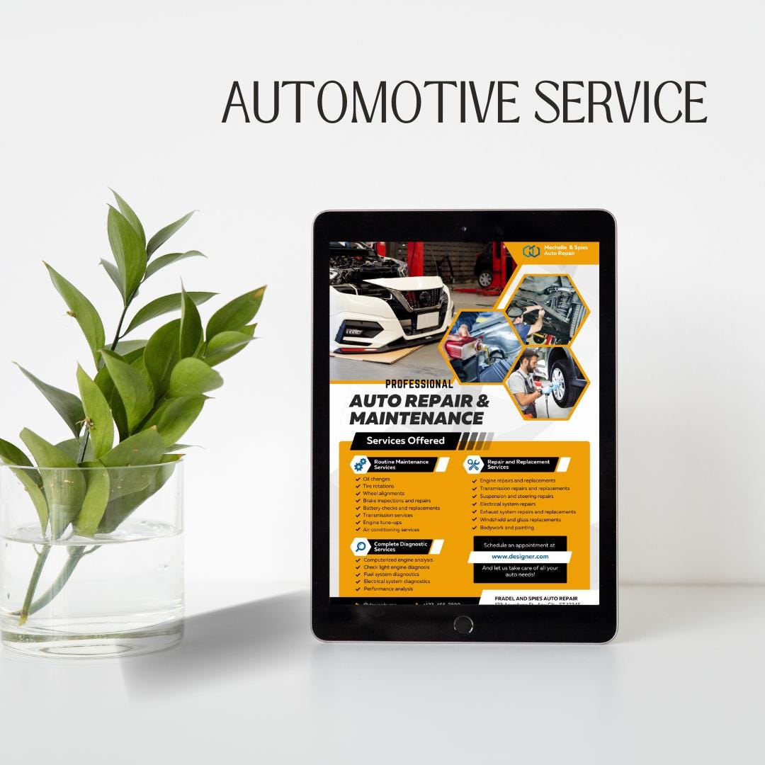 Automobile Service Flyer, Printable Car Repair Marketing Template ...