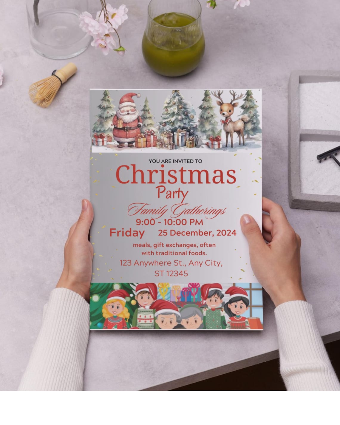 Christmas Party Invitation, Printable Holiday Event Invite Festive ...