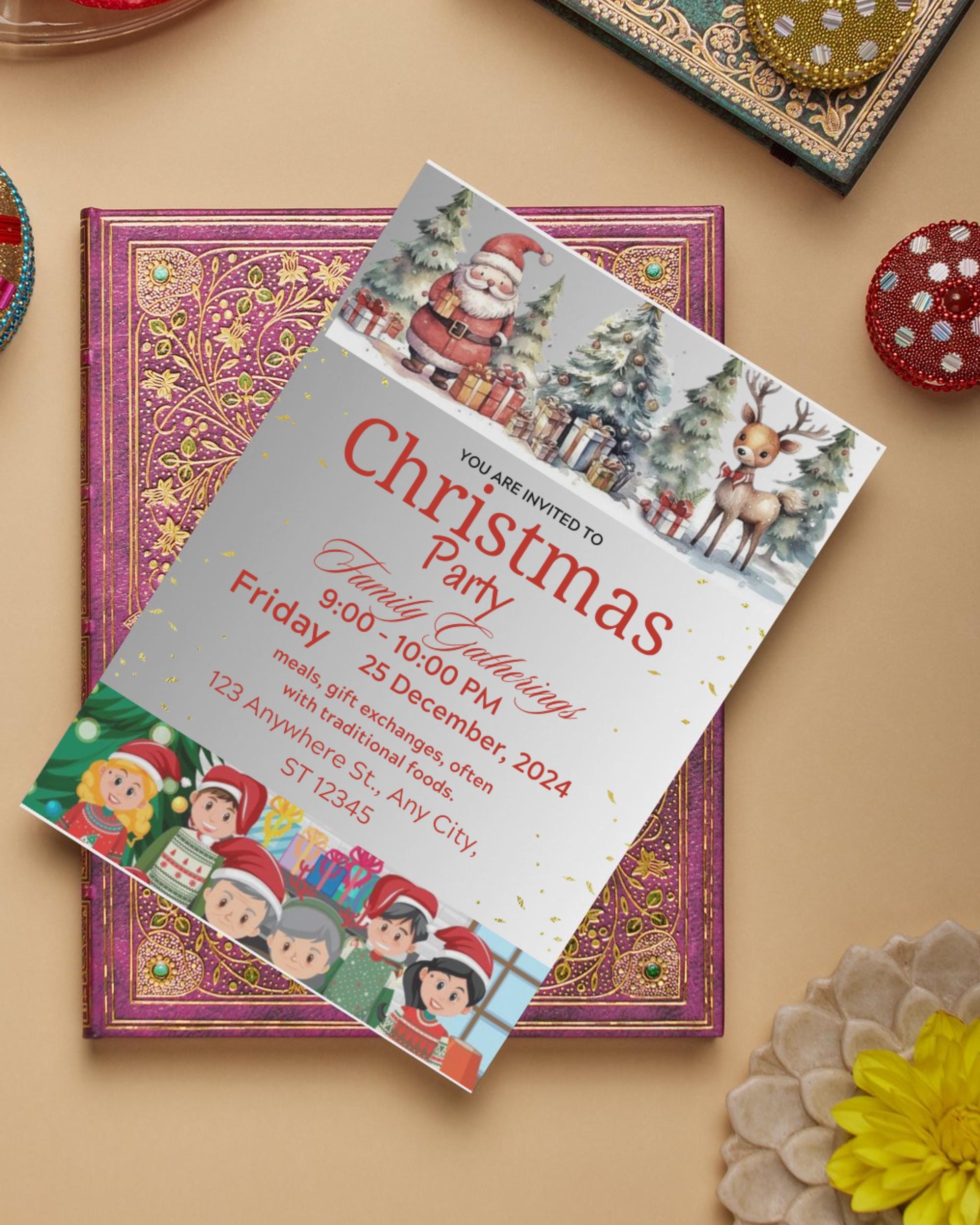 Christmas Party Invitation, Printable Holiday Event Invite | Festive ...