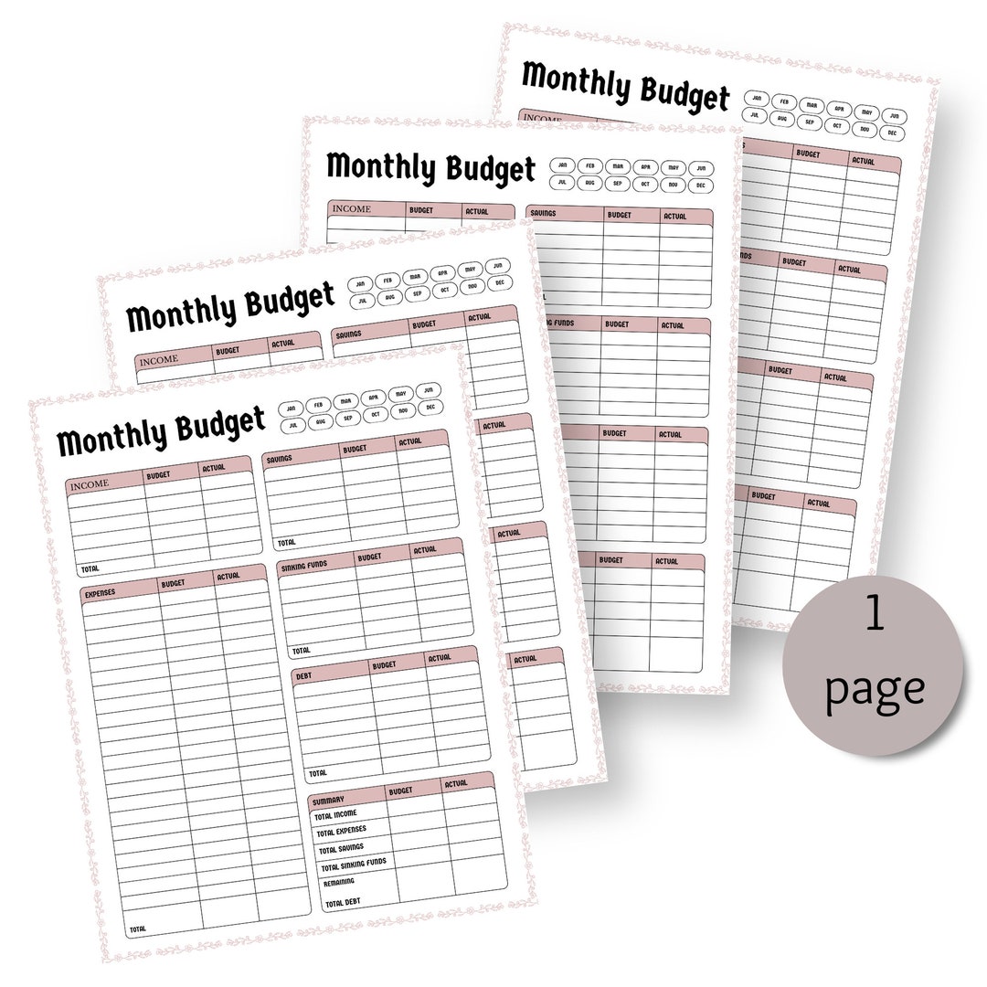 Monthly Budget Planner, Printable Financial Organizer, Expense Tracker ...