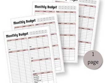Monthly Budget Planner, Printable Financial Organizer, Expense Tracker ...
