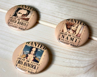Button Badge Pins - Anime One Piece Wanted Posters - Etsy