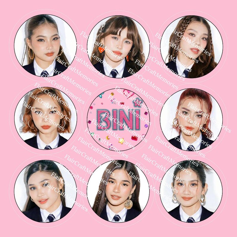 BINI Fan Merch Button Pin Set Featuring Aiah, Colet, Gwen, Jhoanna ...