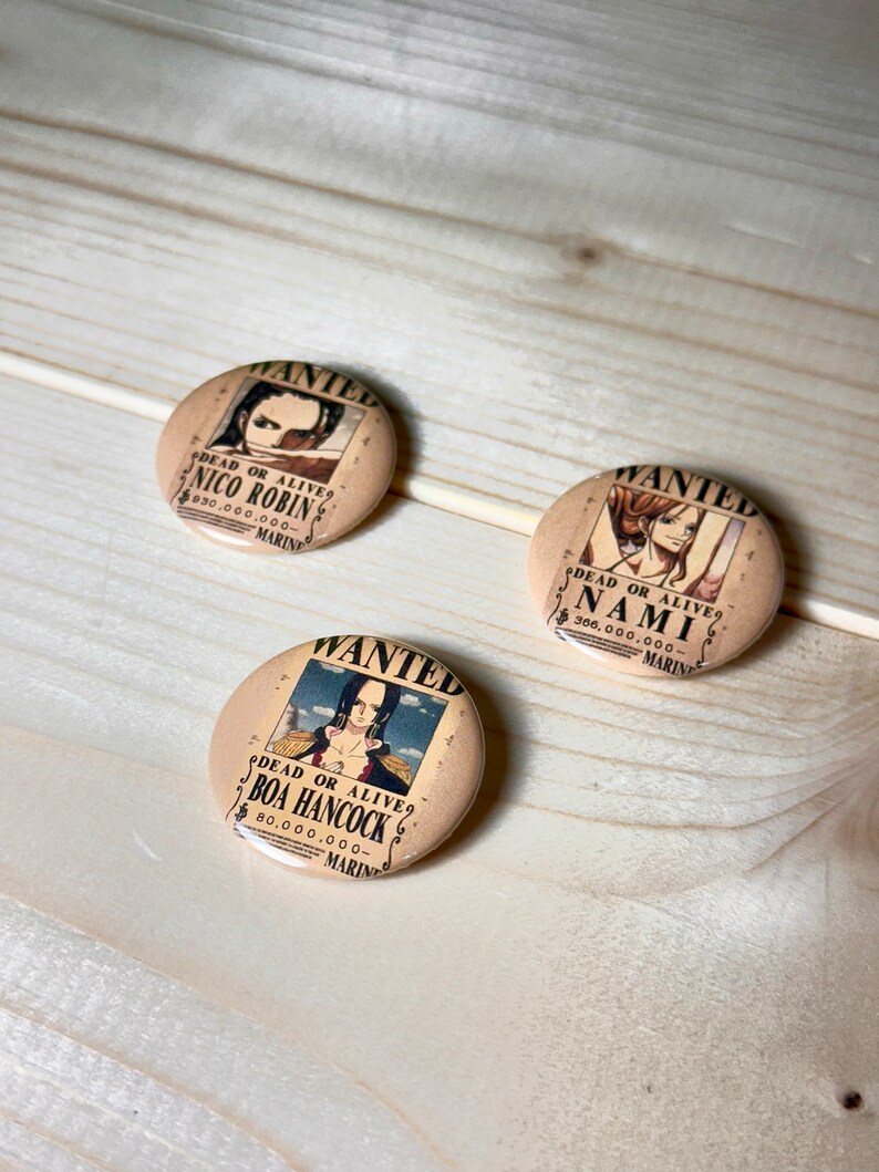 Button Badge Pins - Anime One Piece Wanted Posters - Etsy