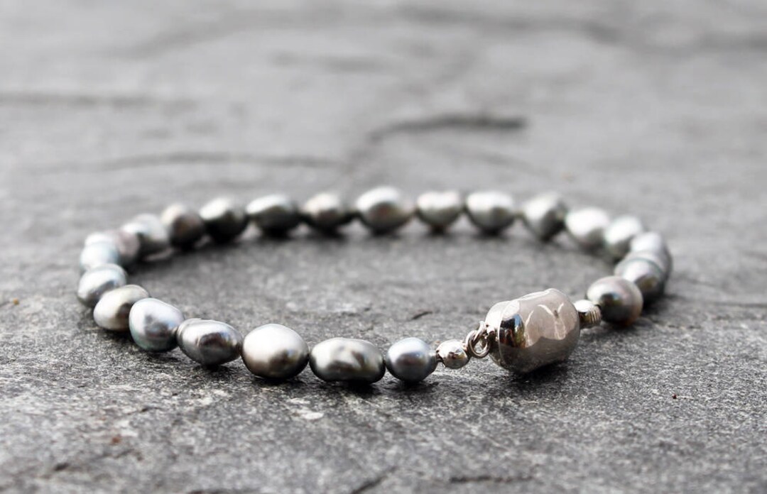 Tahitian Keshi Pearl Bracelet With White Gold Filled Clasp, 7" Wrist - Etsy