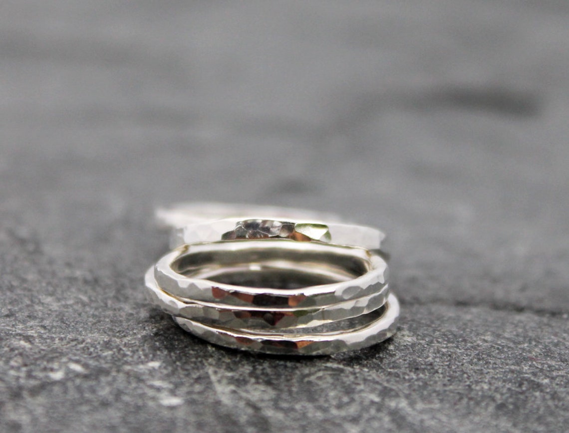Artisan Hammered Sterling Silver Stacking Ring Friendship - Etsy Canada