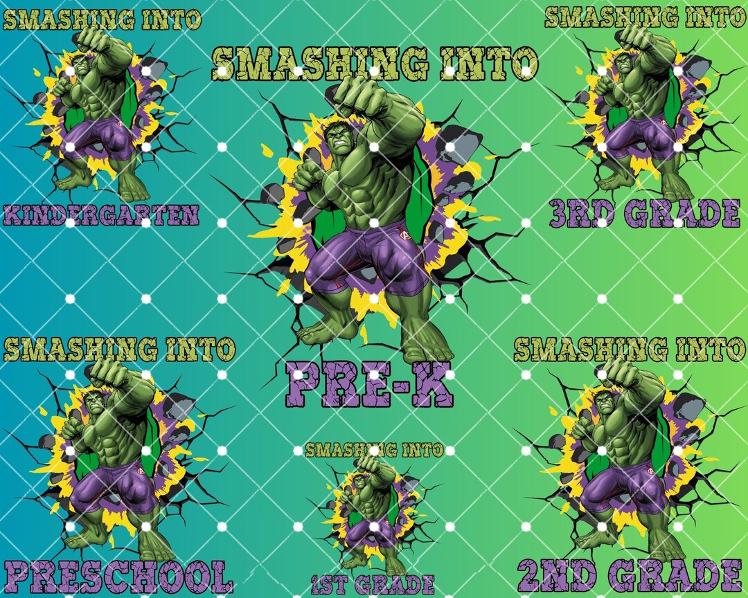 Hulk Back to School Png, Smashing Into Pre-k Png, Bundle 6 PNG Design ...
