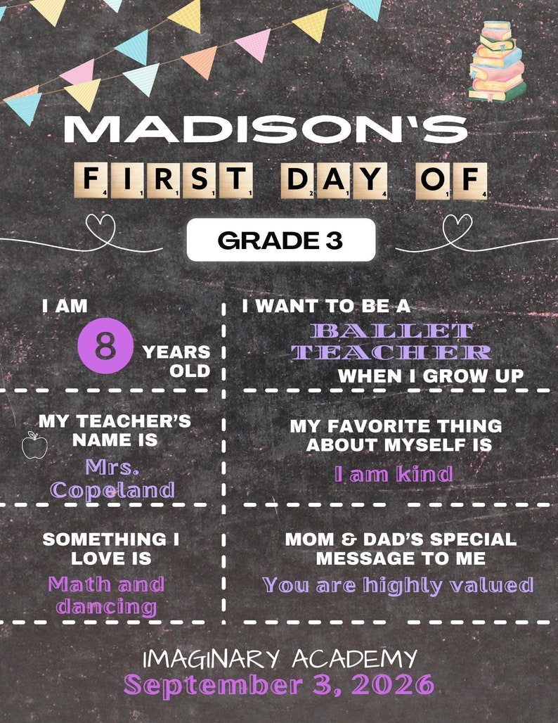 First Day of School Sign Customizable Digital Template - Etsy
