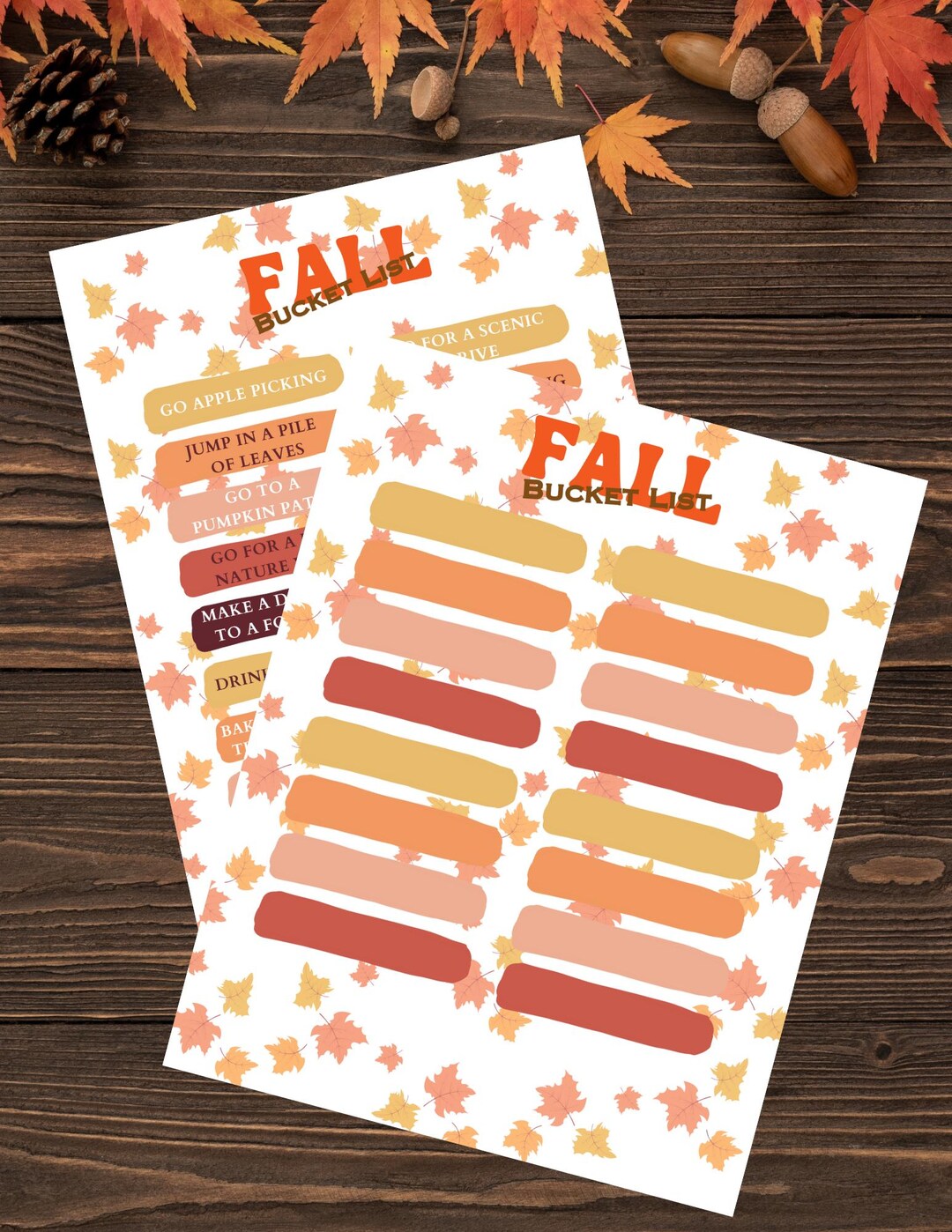 Printable Fall Bucket List - Etsy