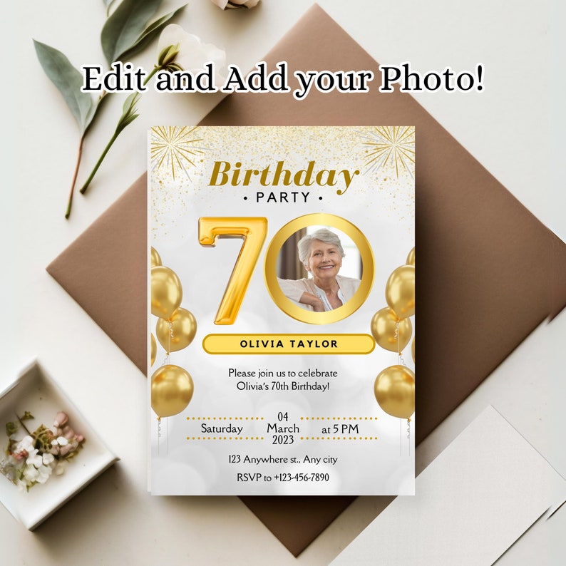 70th Birthday Invitation for Men, 70th Birthday Invitation for Women ...