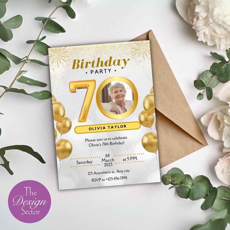 70th Birthday Invitation for Men, 70th Birthday Invitation for Women ...
