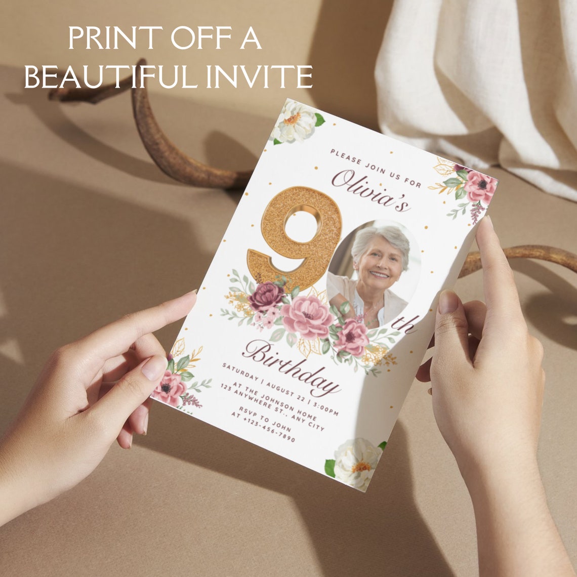 90th Birthday Invitation, 90th Birthday Decorations, 90th Birthday ...