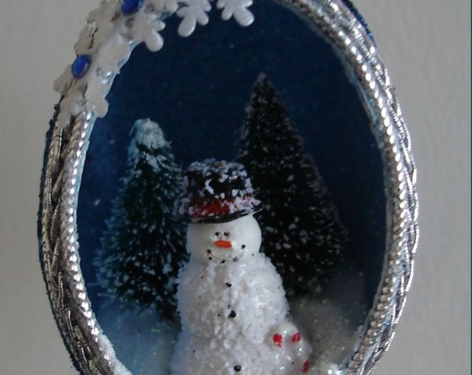 Smiling Snowman in Blue Egg Shell Ornament - Etsy