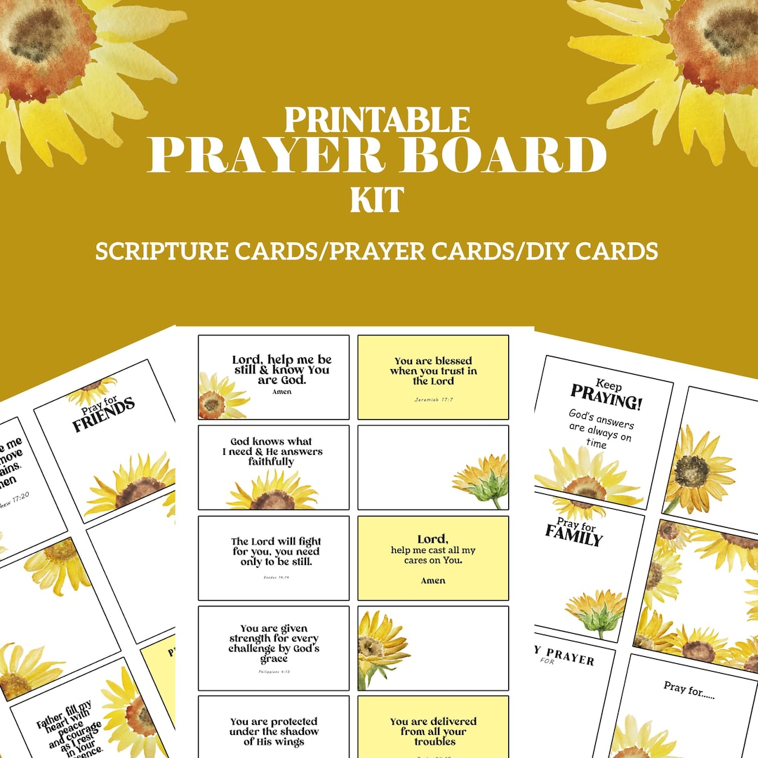 Prayer Board Kit Printable Bundle, Encouraging Prayer Board Card for ...