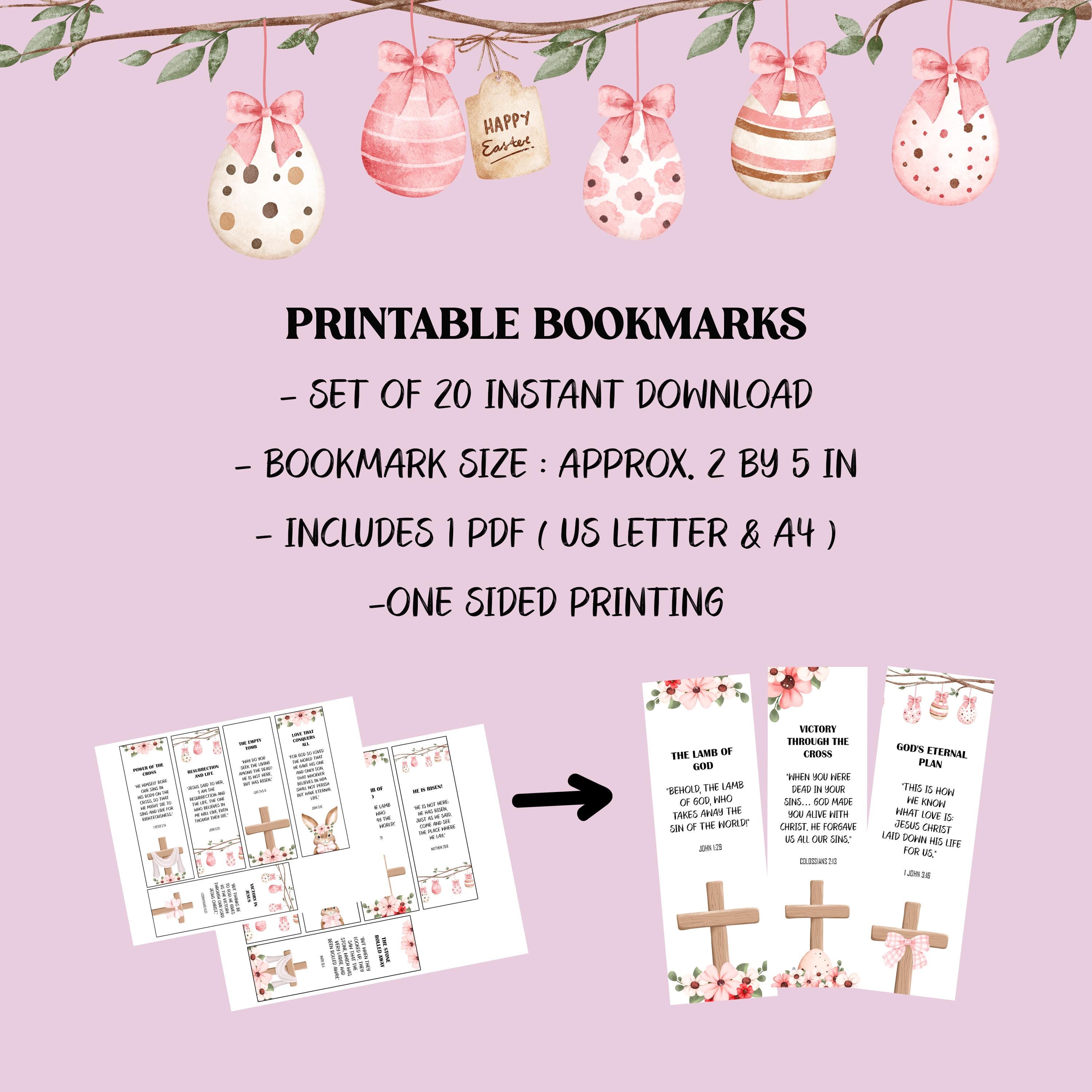 20 Easter Printable Bible Verse Bookmark Bundle, Scripture Bookmarks ...