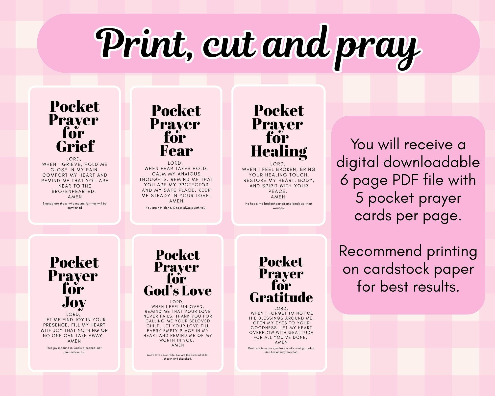 Printable Mini Prayer Cards: 30 Bible Affirmations for Healing, Grief ...