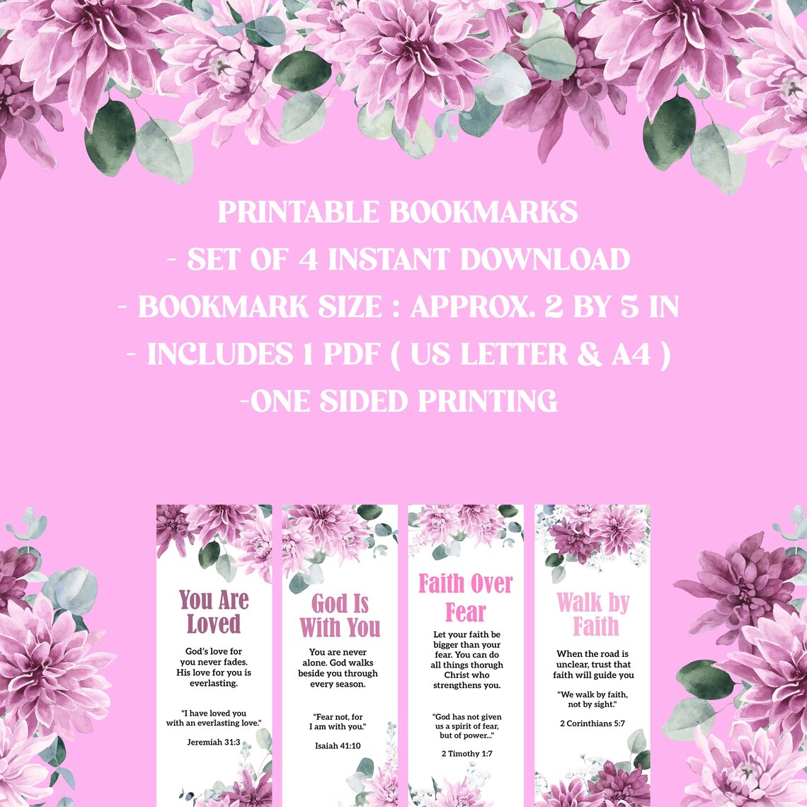 Bible Verse Bookmarks – Printable Christian Bookmark Set – Encouraging ...