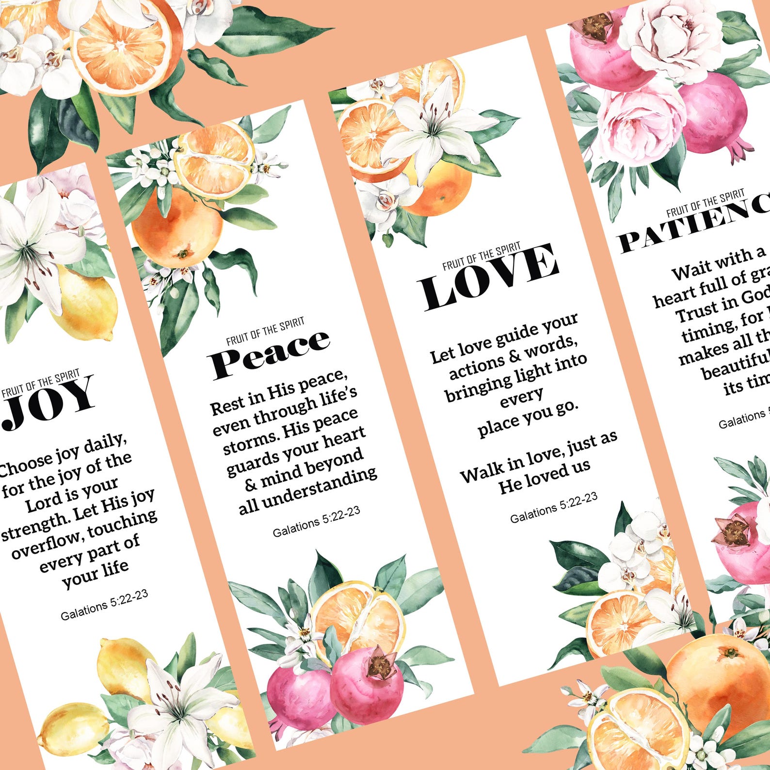 Fruit of the Spirit Printable Bookmarks, Christian Gift (digital ...