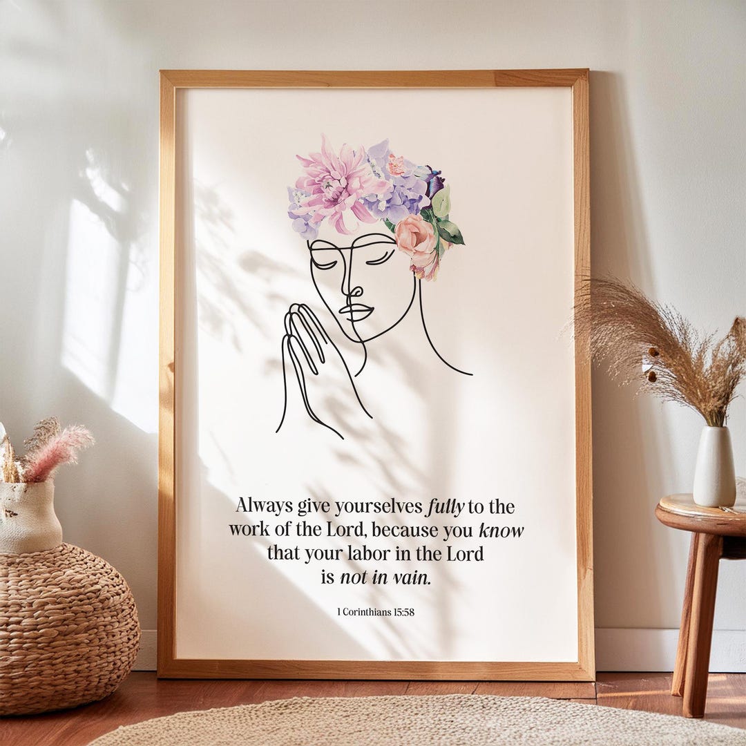 Christian Wall Art With Modern Bible Verse Flower Print, Biblical ...