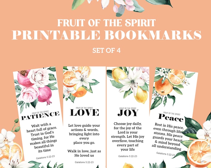 Fruit of the Spirit Printable Bookmark, Digital Download, Scripture ...
