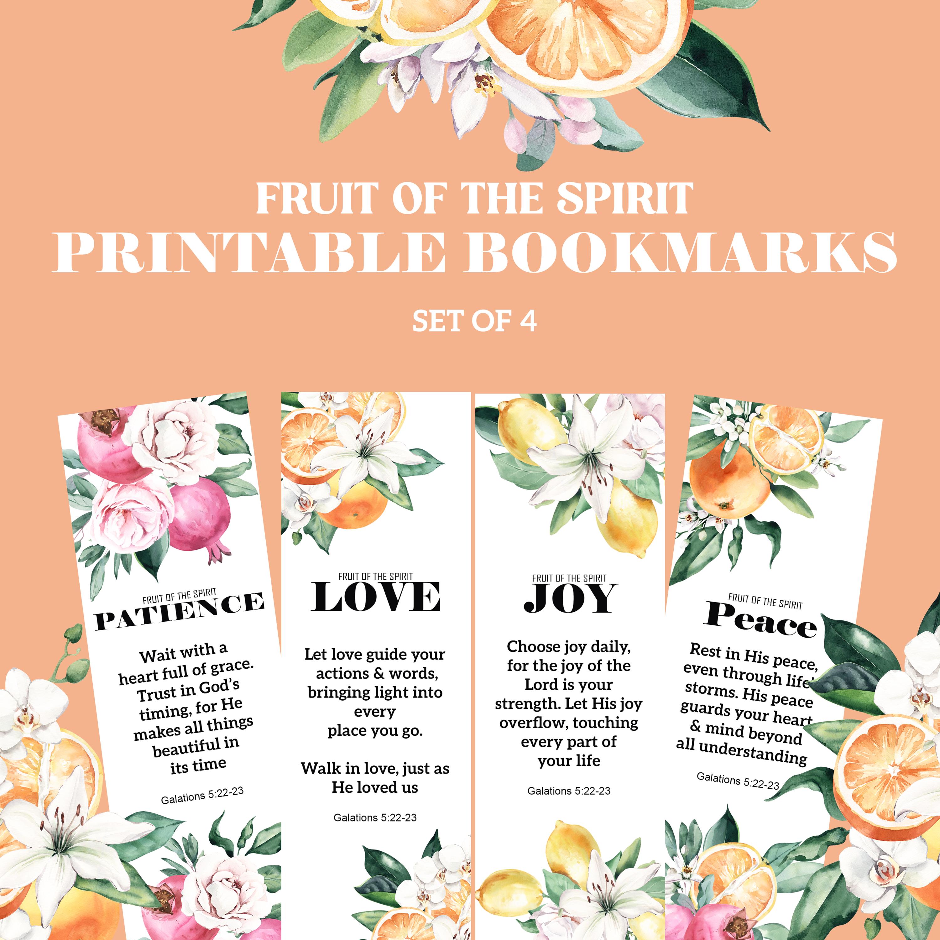 Fruit of the Spirit Printable Bookmarks, Christian Gift (digital ...
