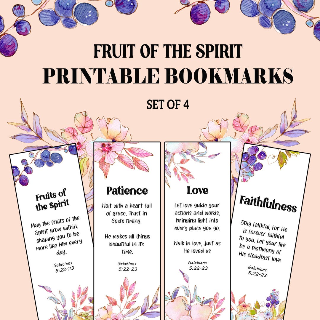Fruit of the Spirit Printable Bookmarks: Christian Gift (PDF/JPG) - Etsy