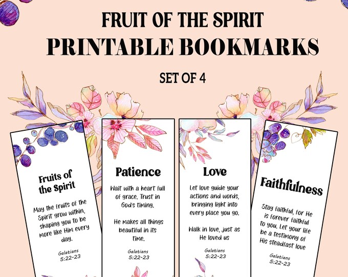 20 Fruit of the Spirit Printable Bookmarks -galatians 5:22-23- C1 ...