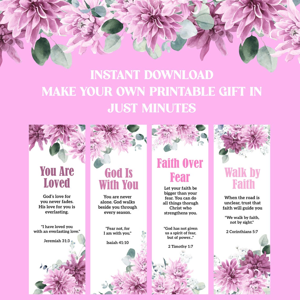 Bible Verse Bookmarks – Printable Christian Bookmark Set – Encouraging ...