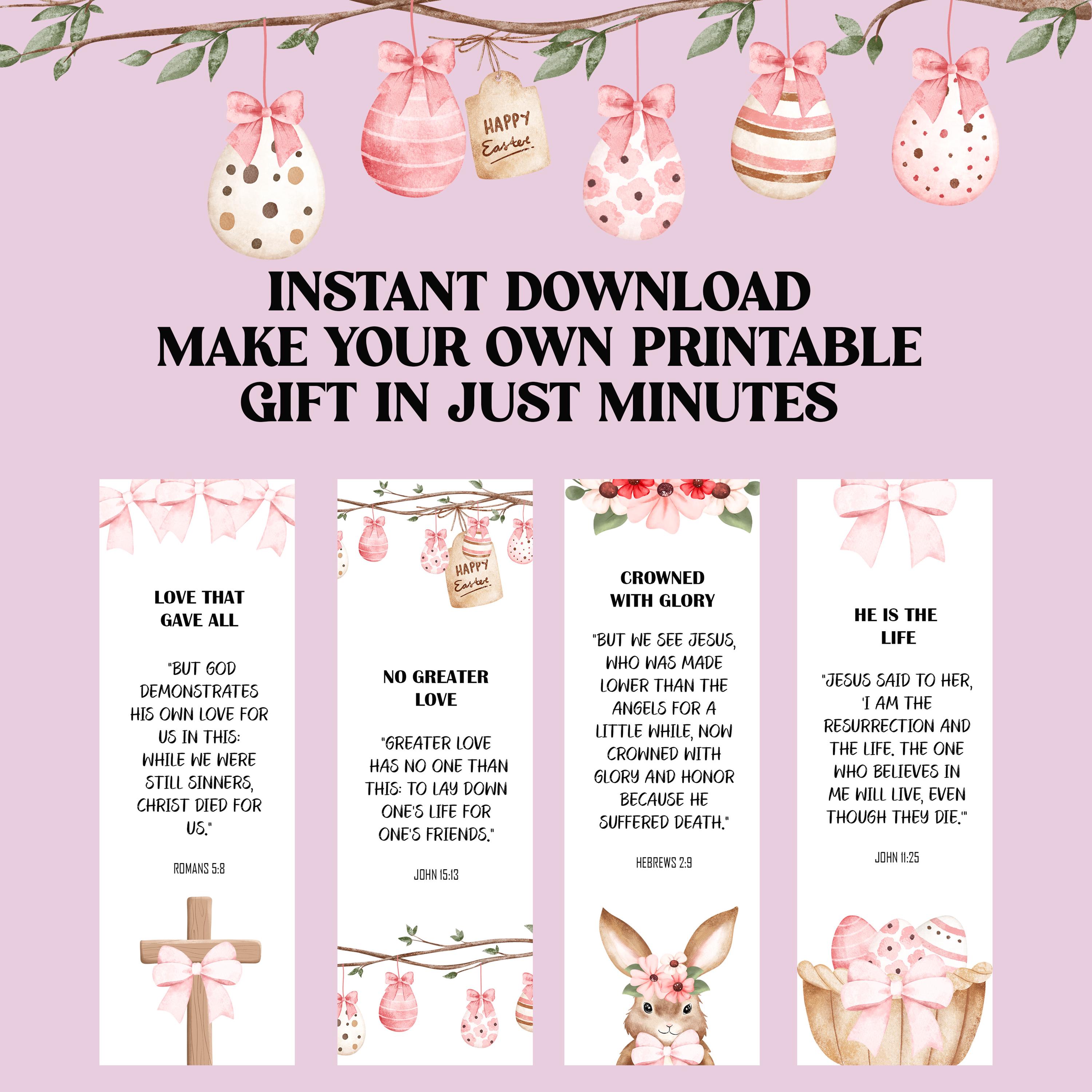 20 Easter Printable Bible Verse Bookmark Bundle, Scripture Bookmarks ...