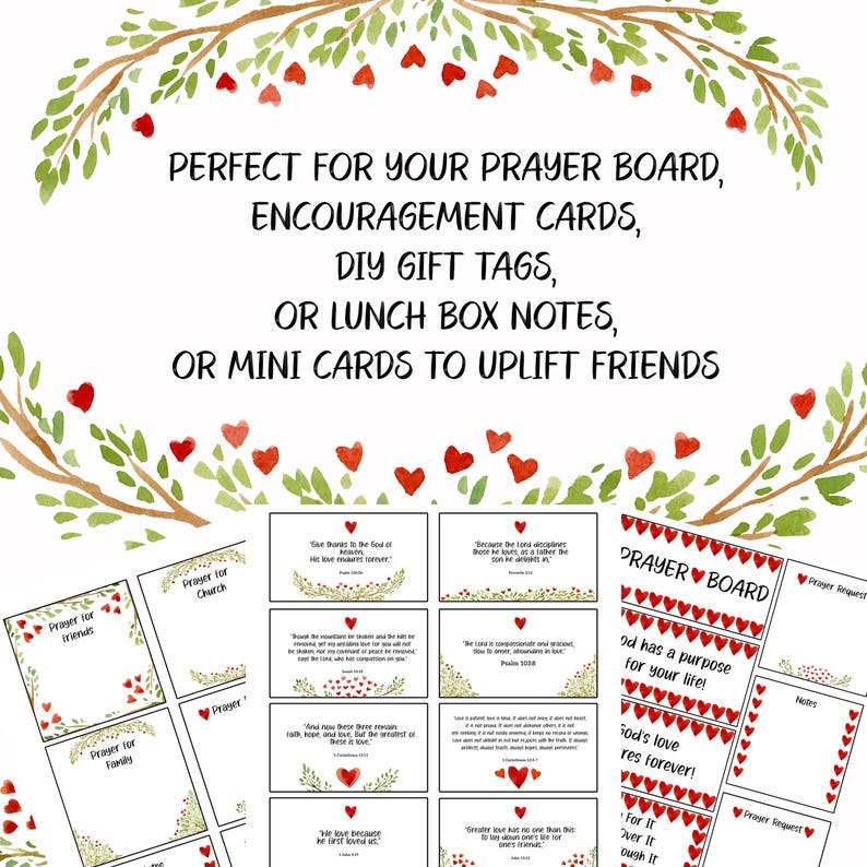 Prayer Board Kit Printable Bundle, God's Love Encouraging Scripture ...