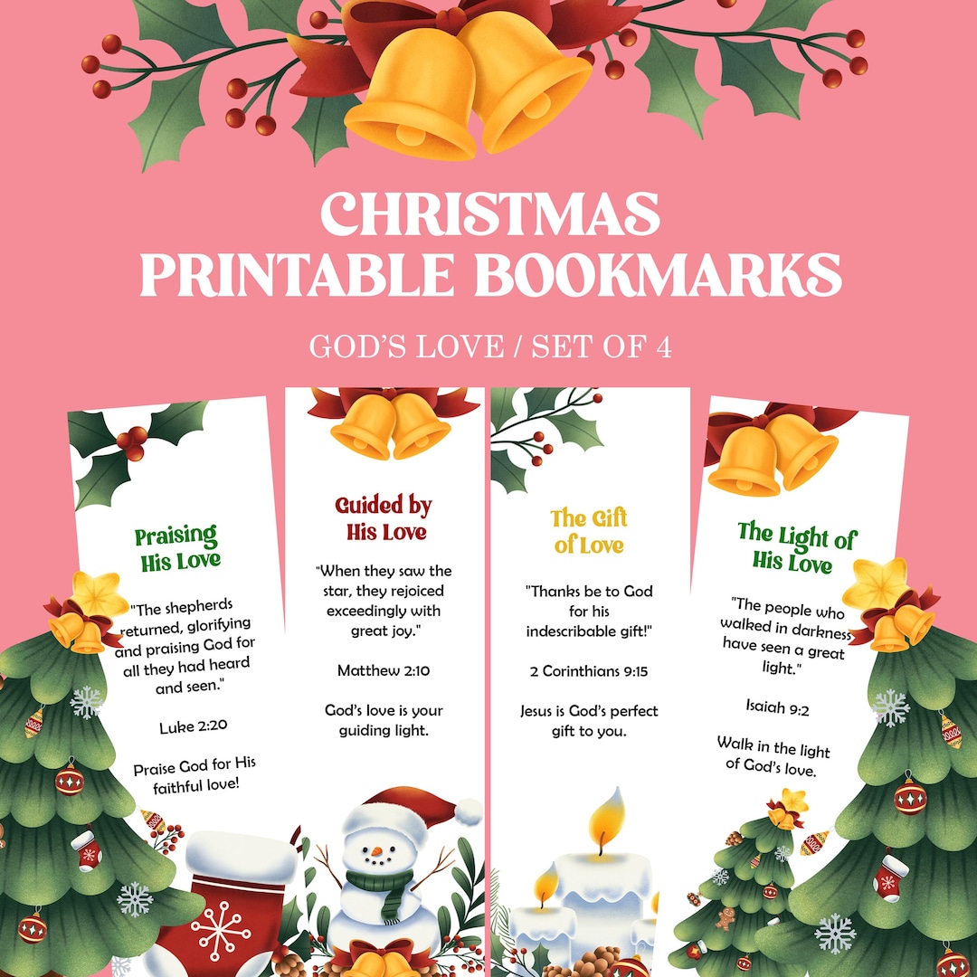 Christmas Printable Bookmarks, Digital Bookmark Bundle of Scripture ...
