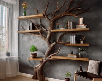 Tree Branch Floating Shelf Solid Wood Live Edge Floating Corner Wall ...