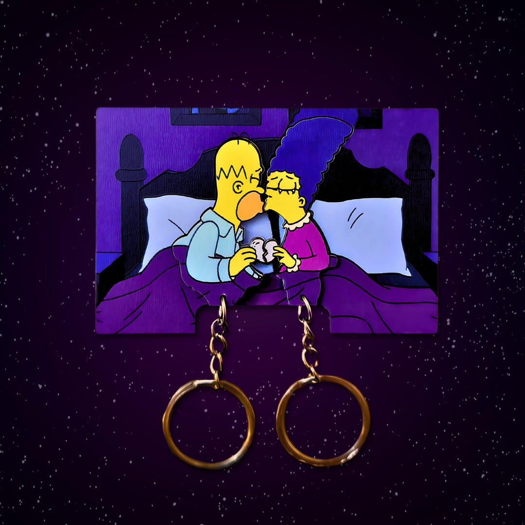 Simpsons Inspired Romantic Handmade Keychain Holder, Simpsons Keychain ...