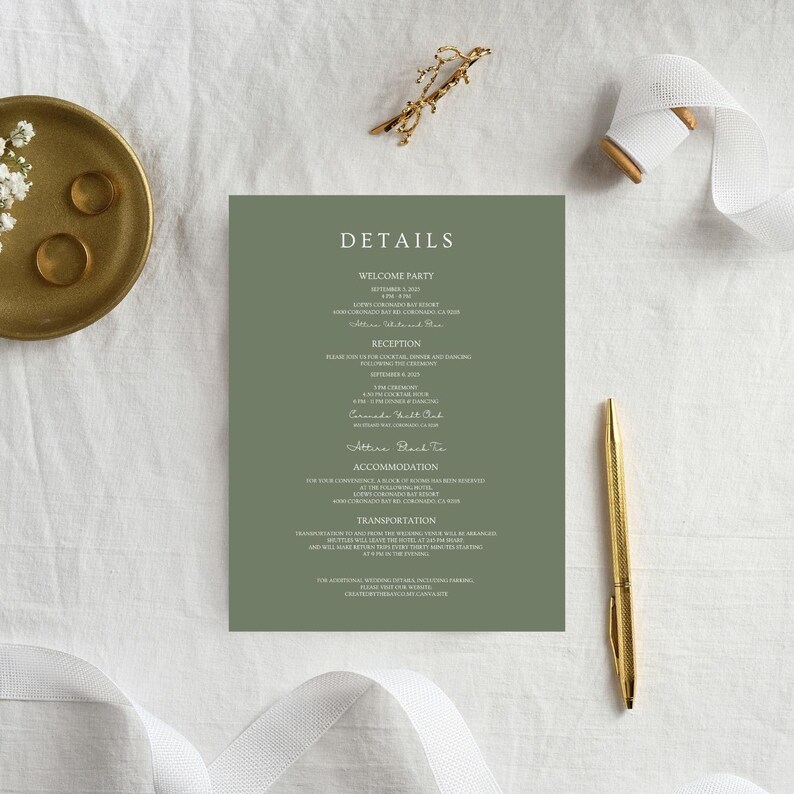 Editable Green Peonies Toile Wedding Invitation Suite Canva Template ...