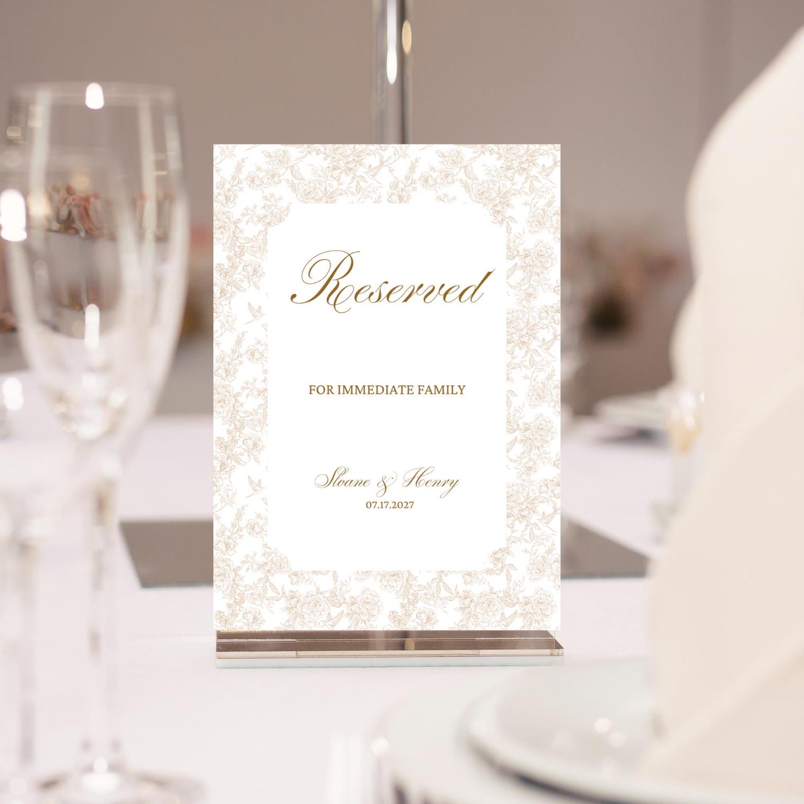 Editable Brown Reserved Seat Wedding Signs Canva Template, Custom ...