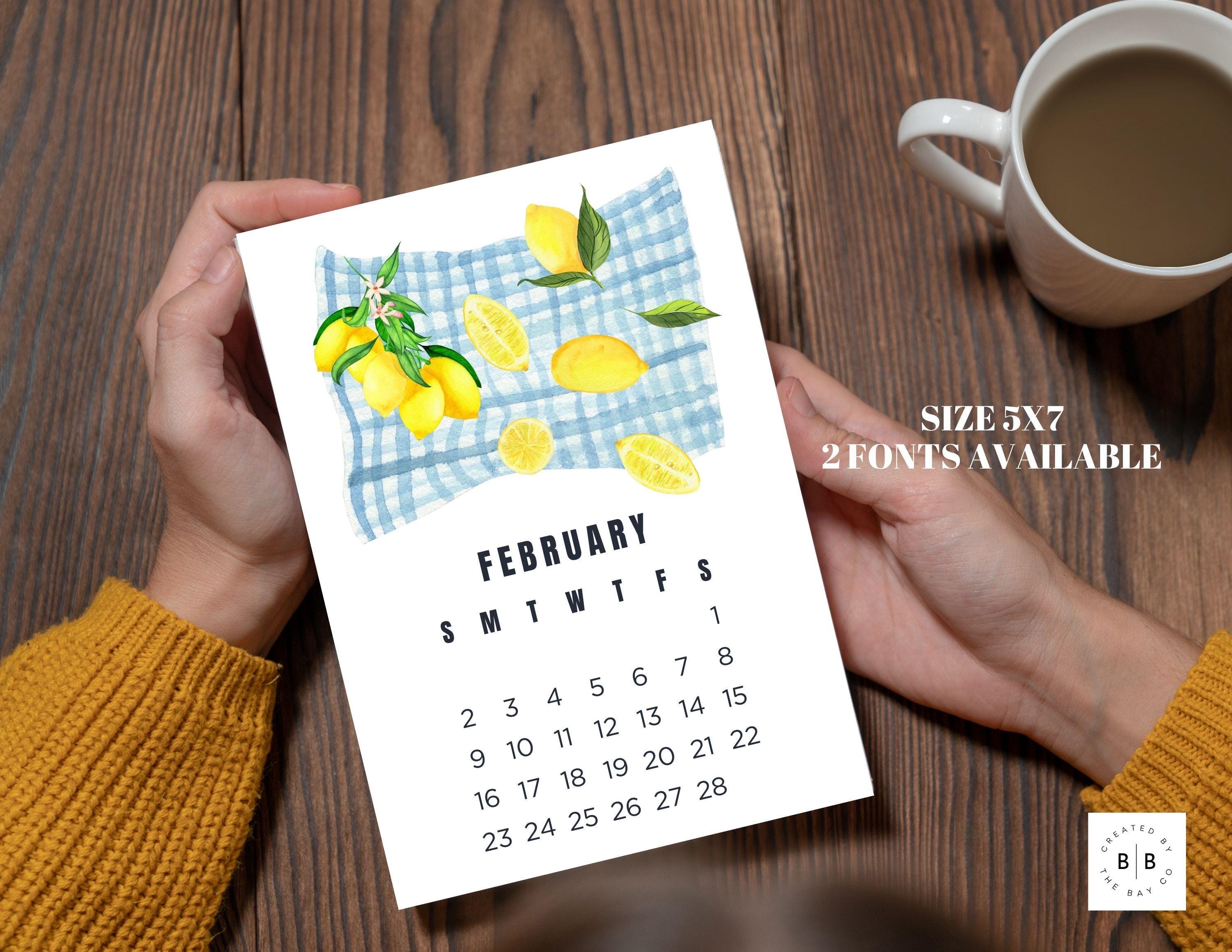 2025 Printable Lemon Blue Tiles Calendar Sicily Italy Inspired Dated ...