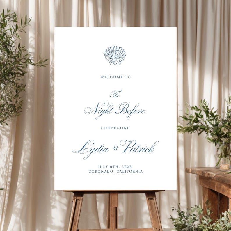 Editable Coastal Blue the Night Before Wedding Welcome Sign Canva ...
