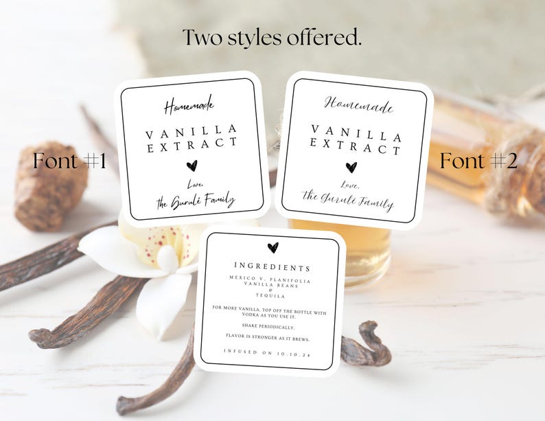 Editable Homemade Vanilla Extract Favor Bottle Labels Canva Template ...