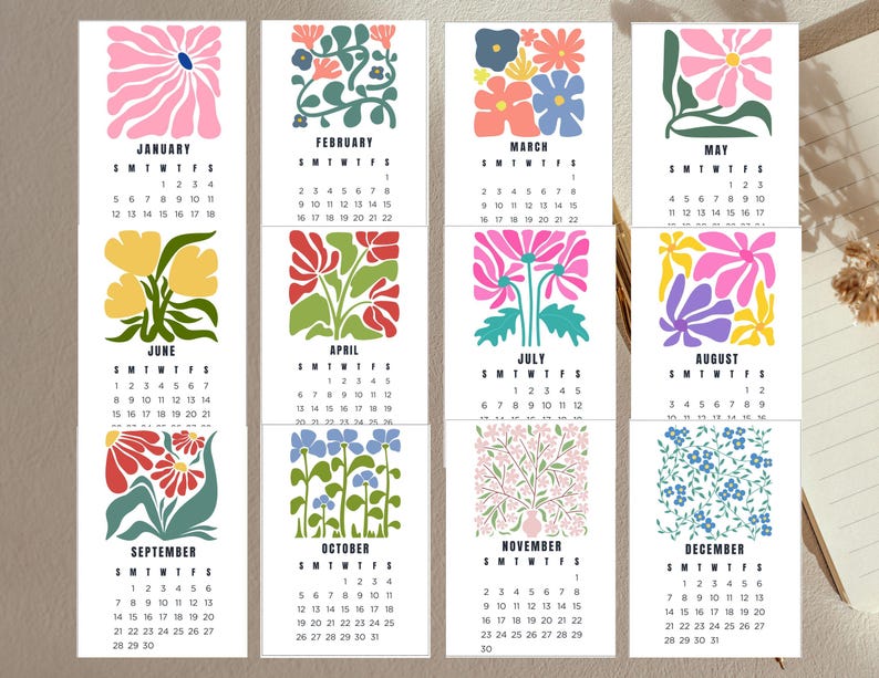 2025 Printable Matisse Calendar Modern Aesthetic Dated 5x7 Desk ...