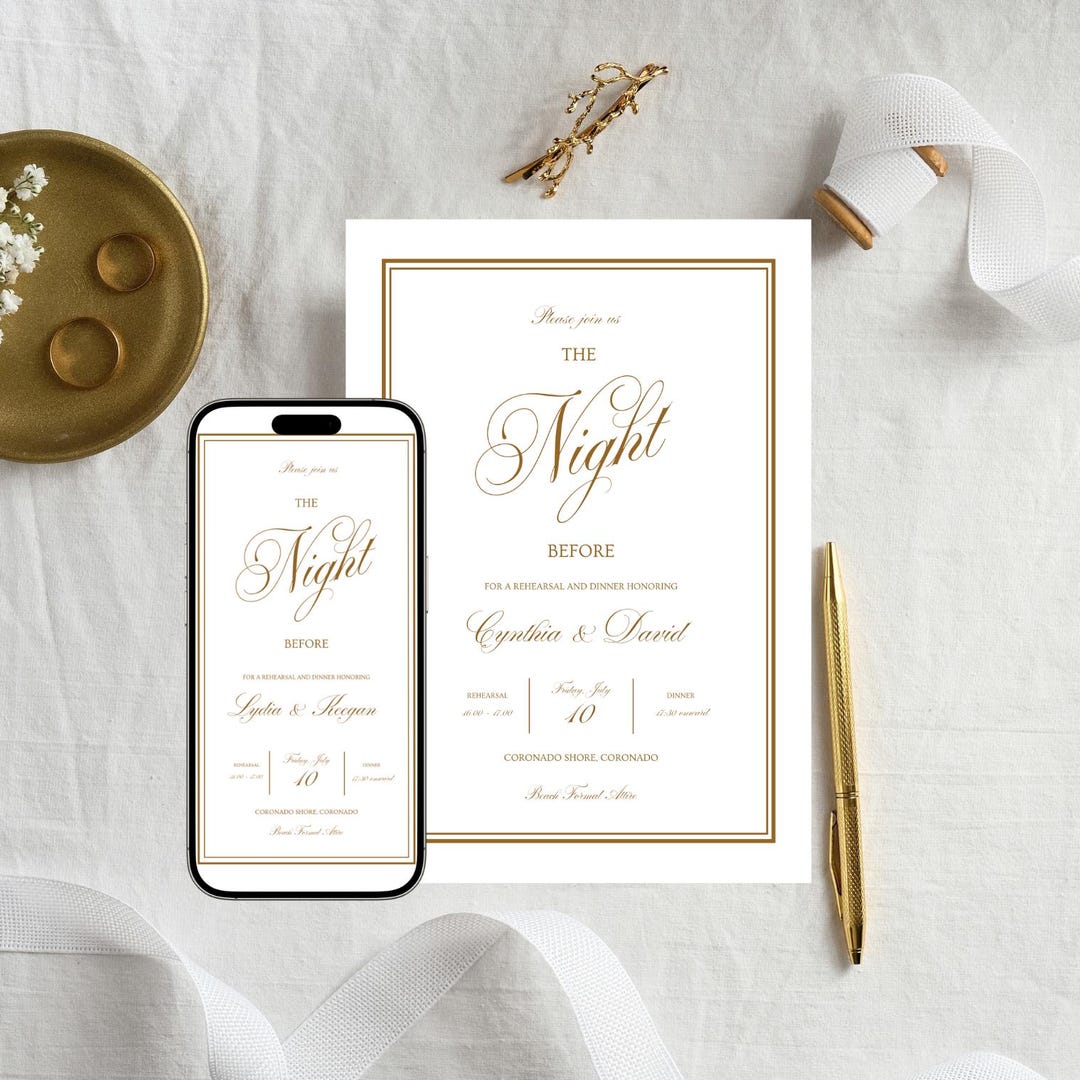 Editable Minimal Brown the Night Before Rehearsal Invite Canva Template ...