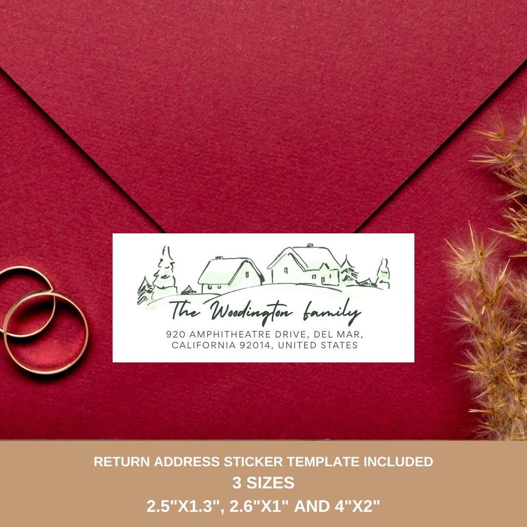 Editable Envelope Return Address Label Sticker Template, Christmas ...