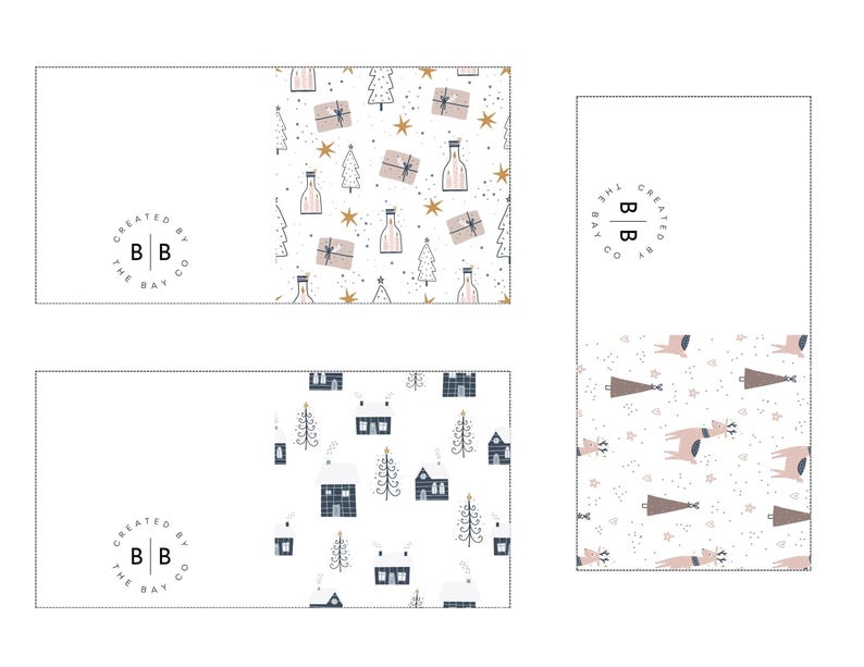 Set of 18 Printable 3x3 Minimal Christmas Cards, Assorted Mini Holiday ...