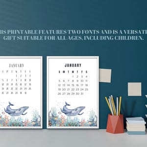 2025 Printable Sea Life Under the Sea Calendar Ocean Animals Dated 5x7 ...