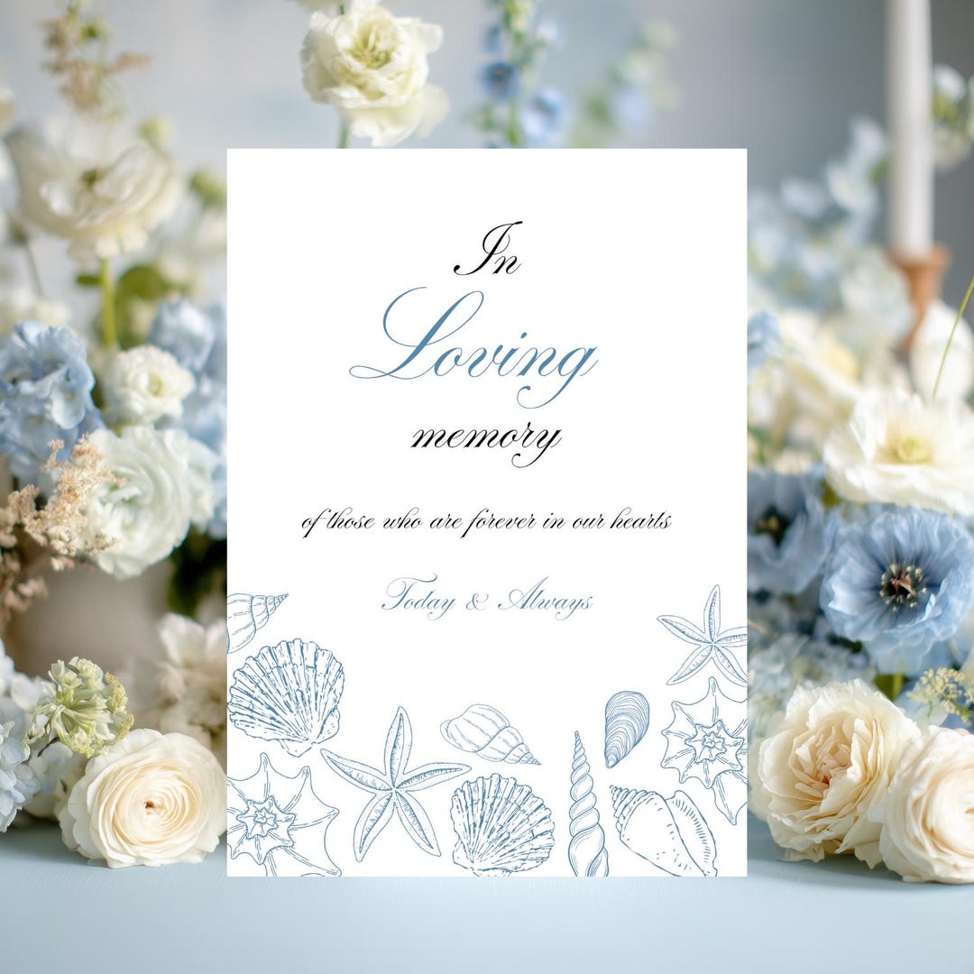 Buy Editable Beach in Loving Memory Memorial Small Table Sign Canva ...