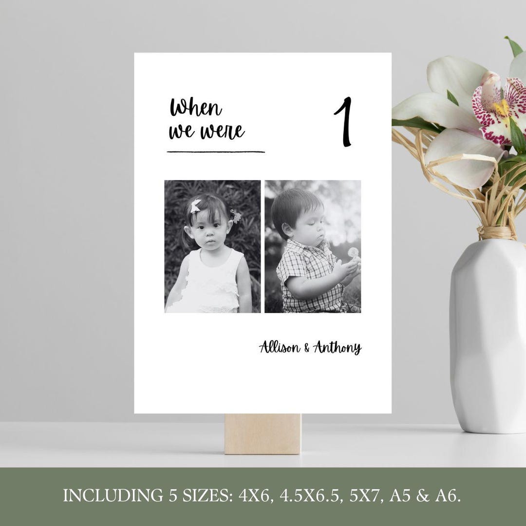 When We Were Age Table Numbers Template, Editable Wedding Table Number ...