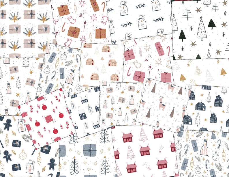 Set of 18 Printable 3x3 Minimal Christmas Cards, Assorted Mini Holiday ...