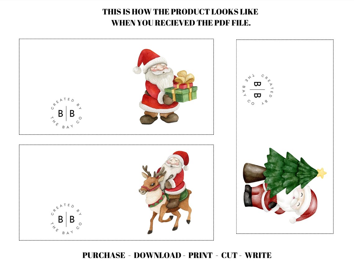 30 Printable 3x3 Mini Christmas Cards, Assorted Mini Holiday Note Cards ...