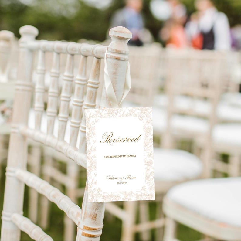 Editable Brown Reserved Seat Wedding Signs Canva Template, Custom ...