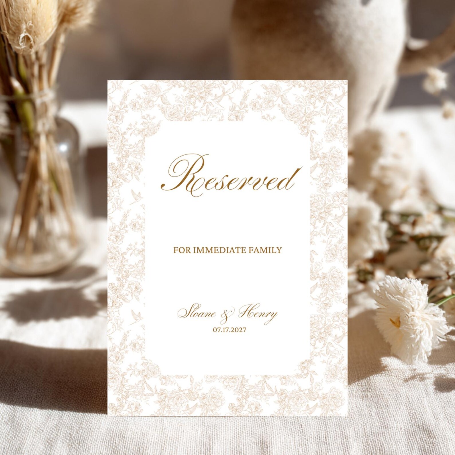 Editable Brown Reserved Seat Wedding Signs Canva Template, Custom ...